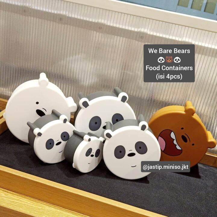 MINISO 🆕 WE BARE BEARS FOOD CONTAINER / Kotak Makan (isi 4pcs) | Lazada ...