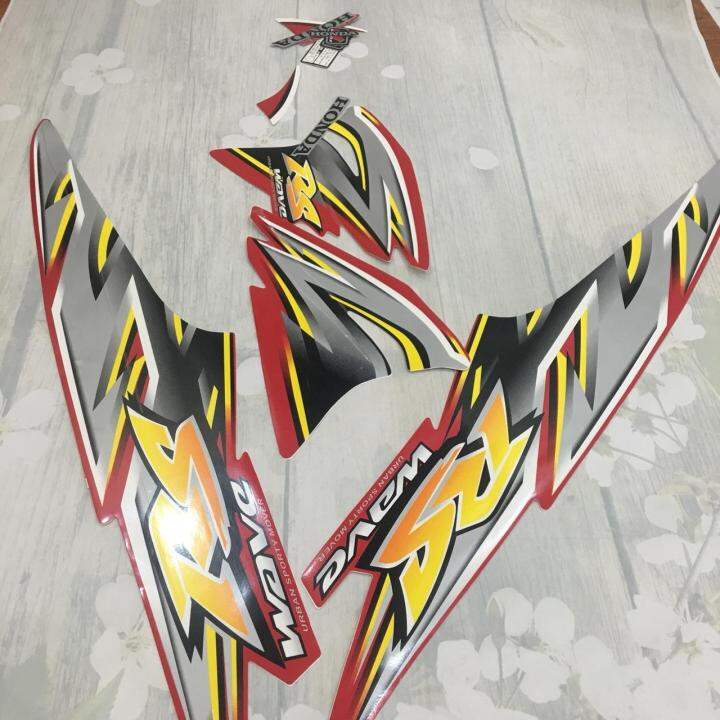 Trọn bộ tem WAVE RS màu đỏ vàng thời trang dành cho xe đẹp như mới G85 ...
