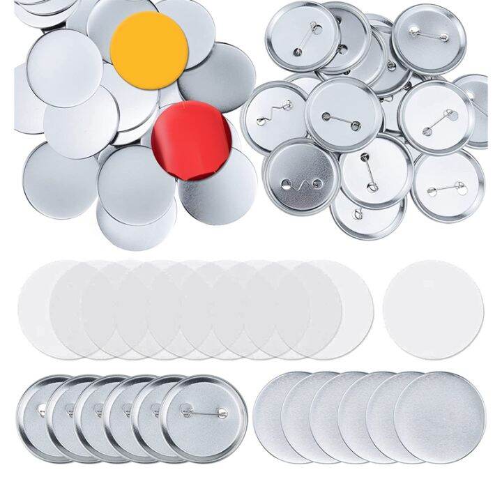 100 Sets Round Button Parts Blank Making Supplies 58mm Metal Button ...