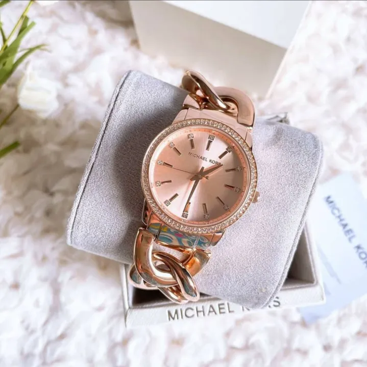 Michael Kors Nini Quartz Crystal Rose Dial Ladies Watch MK3236 Original ...