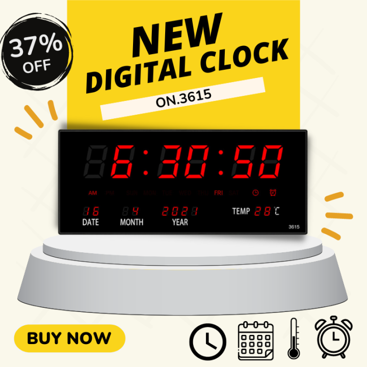 นาฬิกาดิจิตอลรุ่นใหม่ LED JH-3615 แขวนติดผนัง Number Clock แขวนผนัง ...