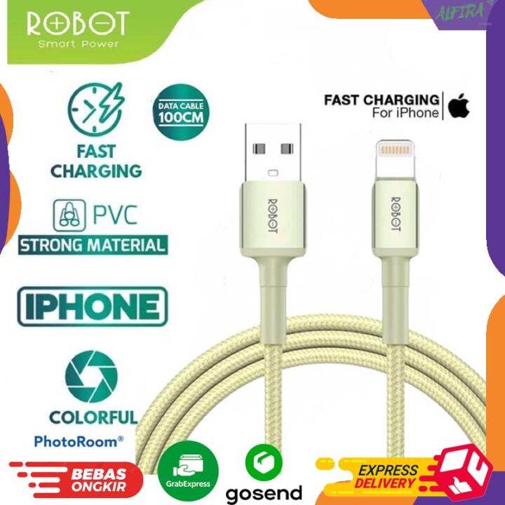 ROBOT Kabel Data Lightning RSL100 1M Fast Charging 2.4A Garansi Resmi ...