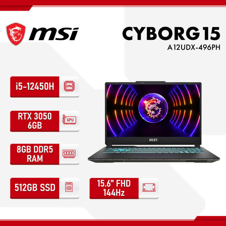 MSI Cyborg 15 A12UDX- 496PH 15.6" FHD IPS 144Hz | i5-12450H |16GB (8 ...