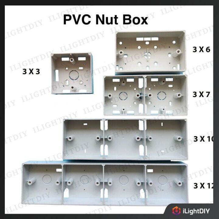 PVC NUT BOX 3X3 / 3X6 / 3X7 / 3X10 / 3X12 SURFACE/CONCEAL SWITCH SOCKET ...