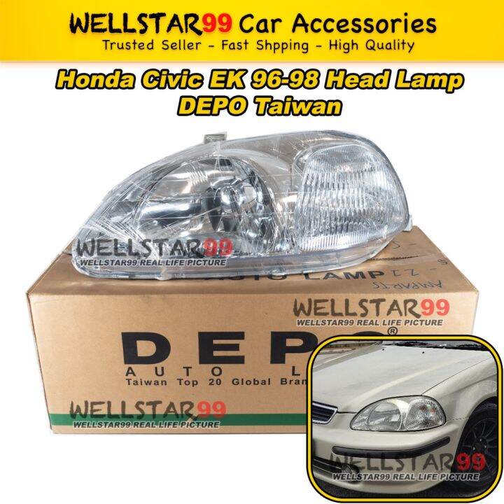 DEPO Taiwan Honda Civic SO4 SO3 EK9 EK4 EK3 EK EJ 1996 to 1998 Head Lamp Lampu Depan 车头灯 | Lazada