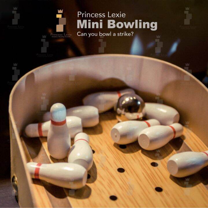 Princess Lexie Mini Bowling Games Portable Wooden Bowling Alley Toys ...