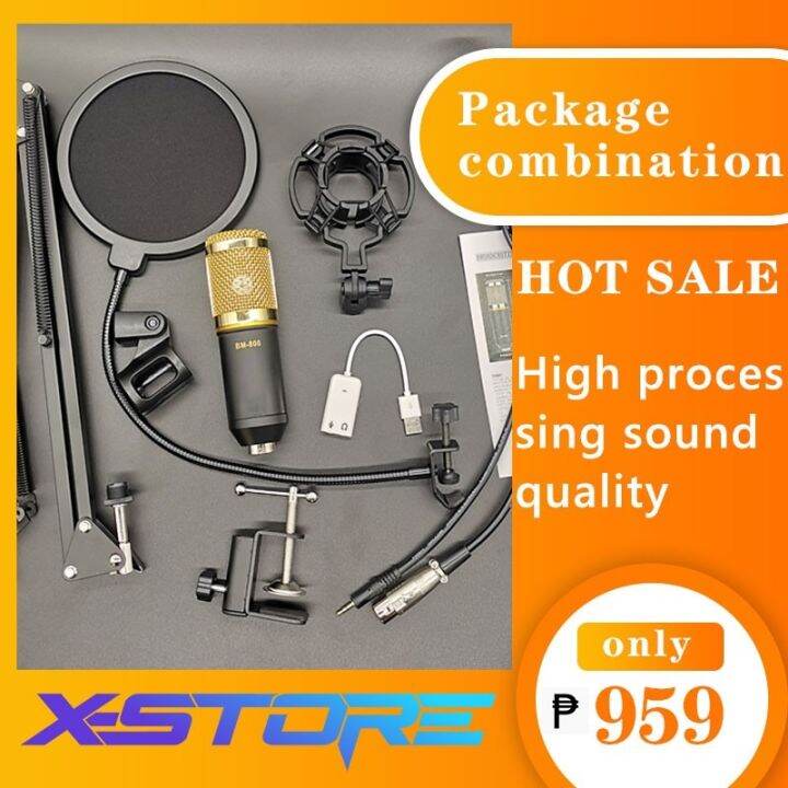 100 Original Meet BM-800 Condenser Microphone Kit With V8 Multifunctional Live Sound Card ...