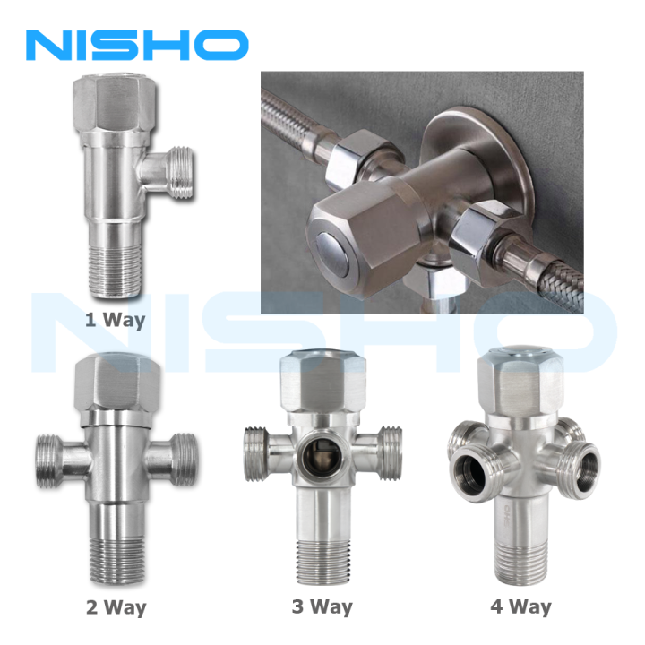Nisho SUS304 Stainless Angle Valve 1/2 NPT ( 20mm ) 1 Way, 2 Way, 3 Way ...