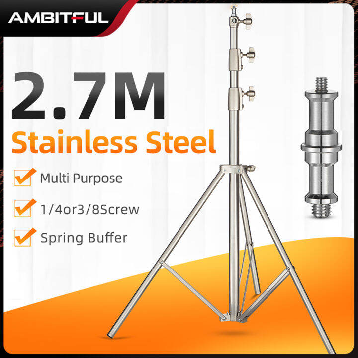 AMBITFUL Stainless Steel 2.7M Heavy Duty Light Stand Tripod with for ...