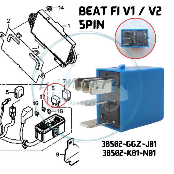 STARTER RELAY 5 PIN POWER RELAY 5PIN HONDA MOTOR SCOOTER BEAT FI V1 V2 ...