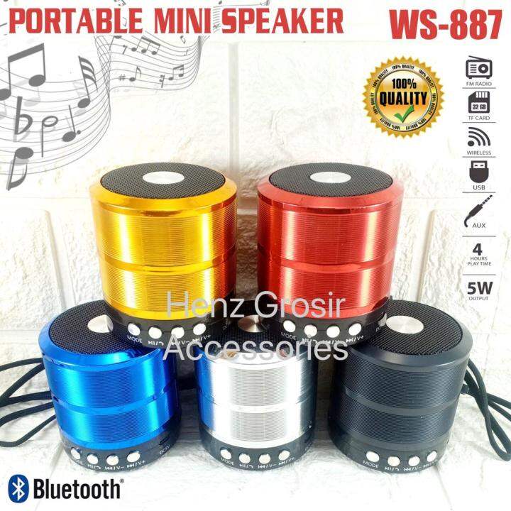 SPEAKER MINI BLUETOOH MUSIC BOX MOTIF CHROME TYPE WS887 WIRELESS STEREO ...