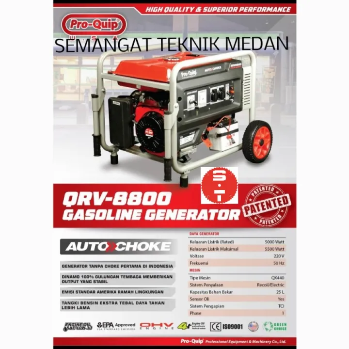 QRV-8800 GENSET GENERATOR LISTRIK BENSIN 5500 WATT PRO-QUIP PROQUIP ...