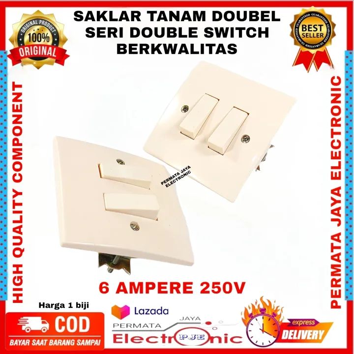 Saklar 2 Tanam IB Seri MURAH Warna Cream SNI / Saklar Tanam Double ...