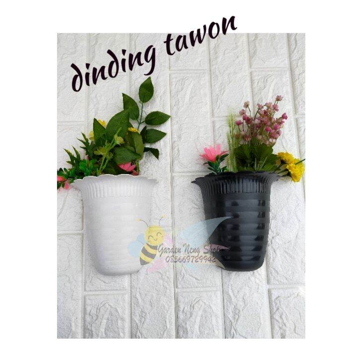 POT DINDING TAWON HITAM 15 CM-POT TEMPEL TANPA LUBANG-POT BUNGA ...