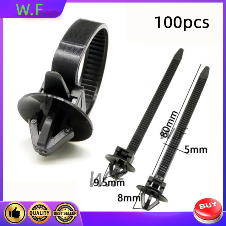 W.F 100pcs Quality Nylon Fastener Cable Tie Wrap Fixed Fastener Clips ...