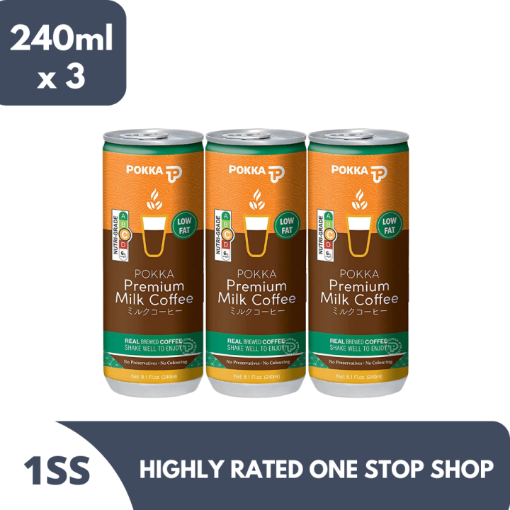 Pokka Premium Milk Coffee Low Fat 240ml x 3 | Lazada PH