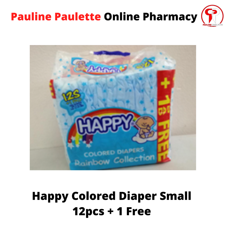 Happy Colored Diaper Small 12pcs + 1 Free (Assorted Color) | Lazada PH