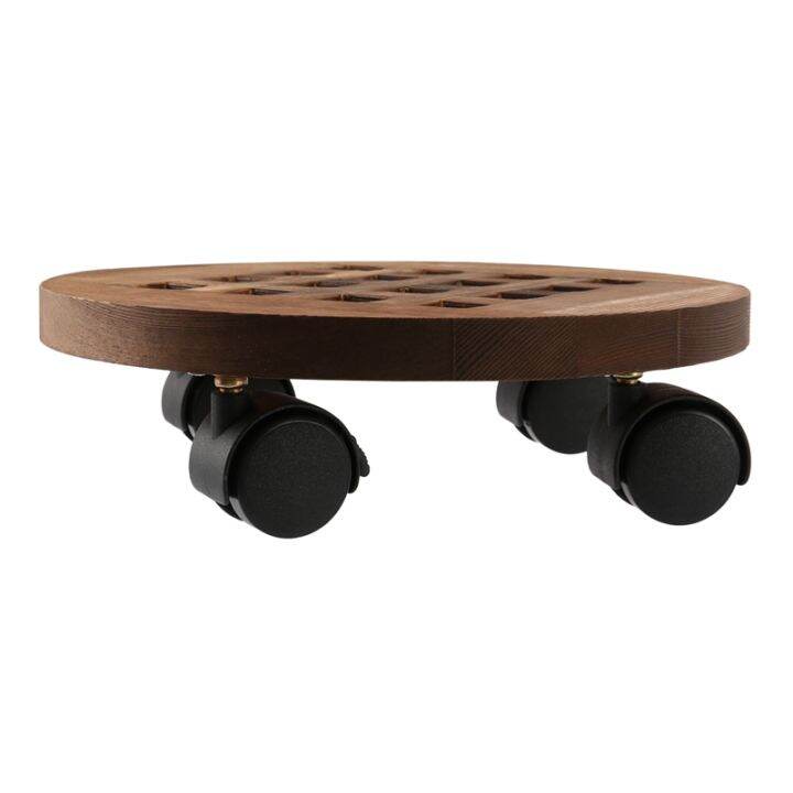 25cm Wood Flower Pot Removable Tray Plant Holder Stand Base with Wheels ...