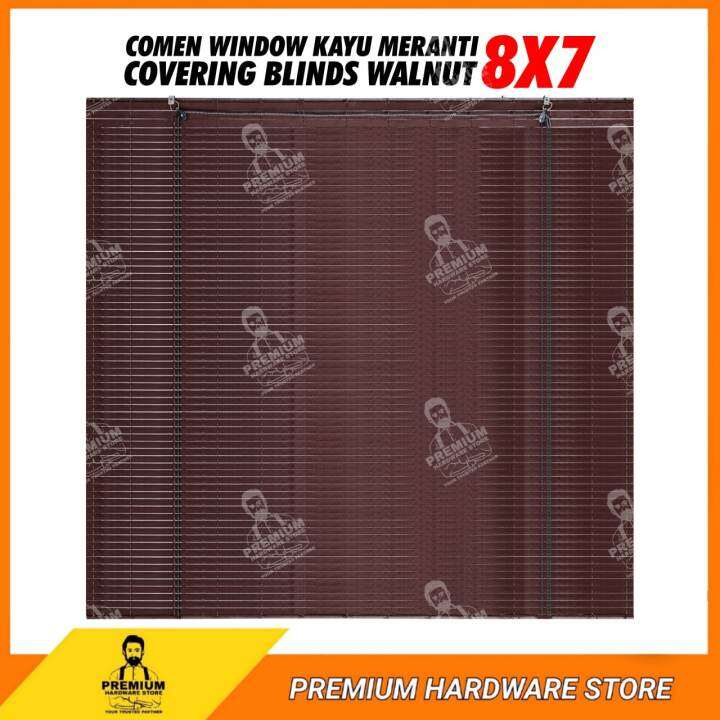 COMEN Wooden Outdoor Blind 8 Feet x 7 Feet (Walnut) Balcony Roller ...
