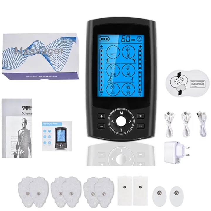24 Modes Rechargeable Electric Pulse Therapy Body Massage Machine Relax ...