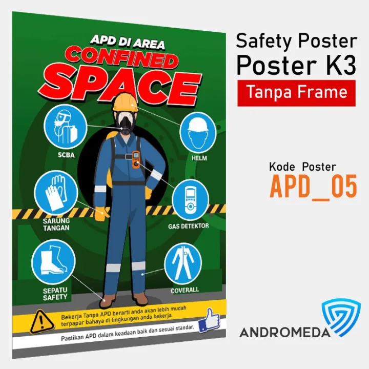 Safety Poster K3 : Confined Space APD Evakuasi Terbatas | Lazada Indonesia
