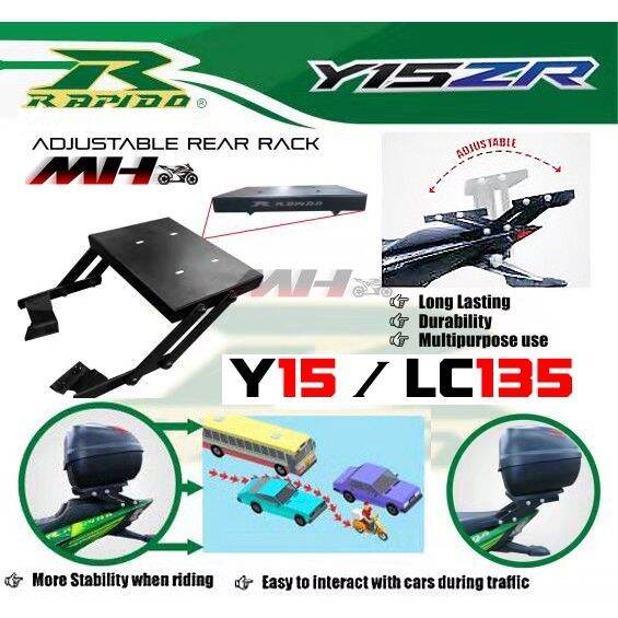 Y15ZR LC135 ADJUSTABLE REAR RACK RAPIDO / BOX RACK CARRIER/ GIVI BOX ...