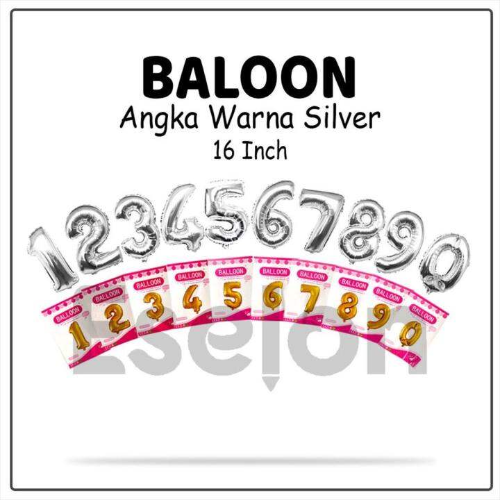 1 pcs Balon Angka Foil Silver 16 inch / Balon Angka Silver | Lazada ...