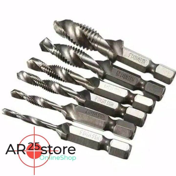 mata bor Ulir Drat 6Pcs Drill Tap set M3-M10 Hex Twist Drill | Lazada ...