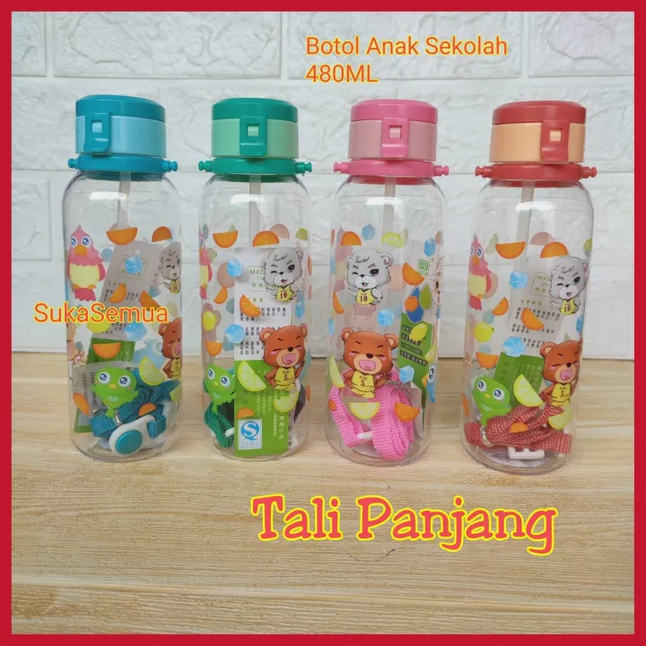 Botol Anak - Anak Lucu 480ML Tali Panjang Cocok Buat Anak Sekolah Botol ...
