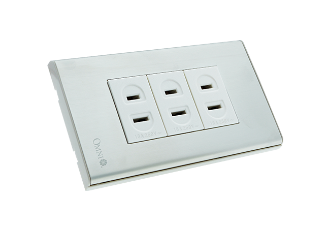 OMNI 3pcs. Regular Convenience Outlet in Stainless Plate 16A SP3-WR ...