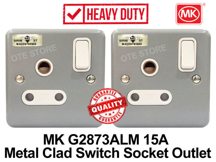 MK G2873 ALM 15A 1 Gang Metal Clad Switch Socket Outlet MK 15A Single ...