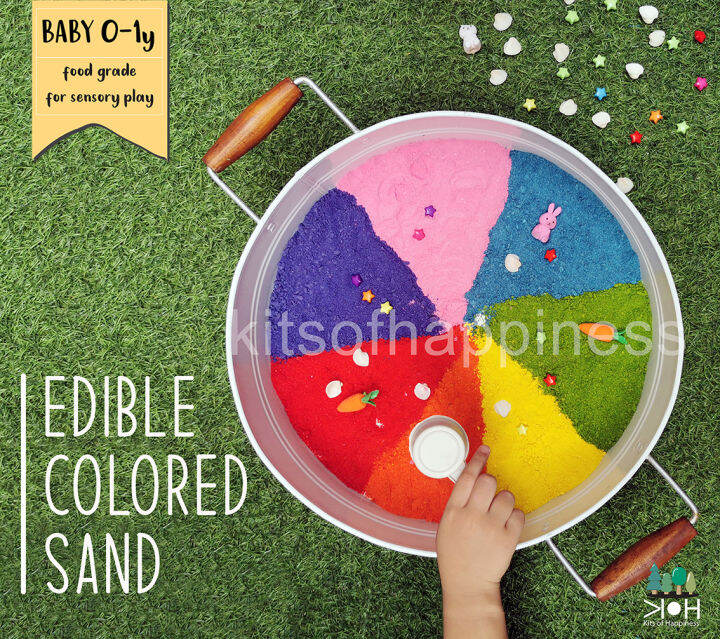 EDIBLE sand rainbow pasir mainan yang bisa dimakan - sensory play ...