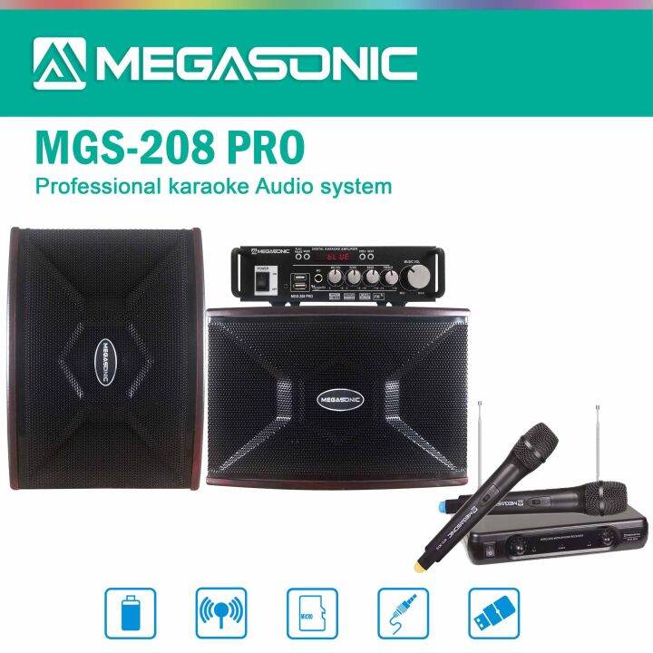 MEGASONIC MGS-208 PRO Professional karaoke With WD 306 Wireless ...