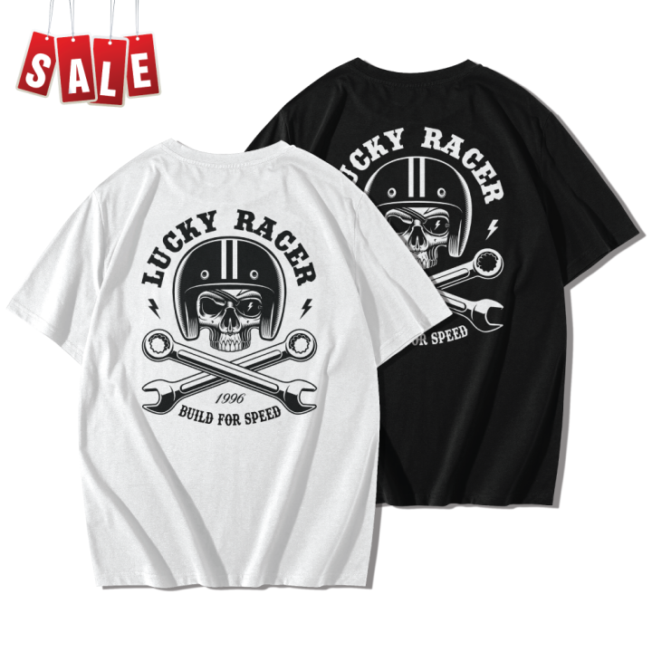 LUCKY RACER เสื้อยืดแขนสั้นคอกลม Cotton 100% สกรีนลาย | Lazada.co.th