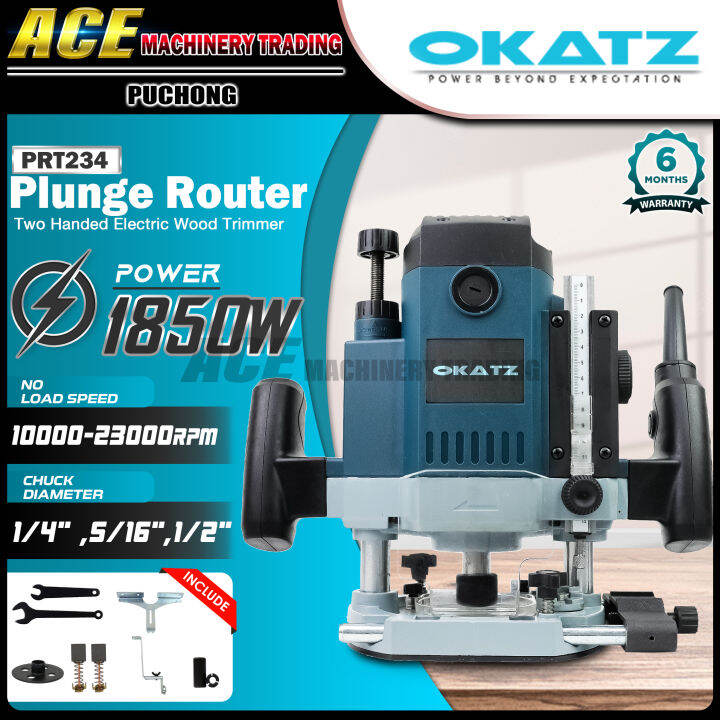 [ OKATZ ] 1850W Wood Plunge Router | PRT234 Two Handed Electric Wood ...
