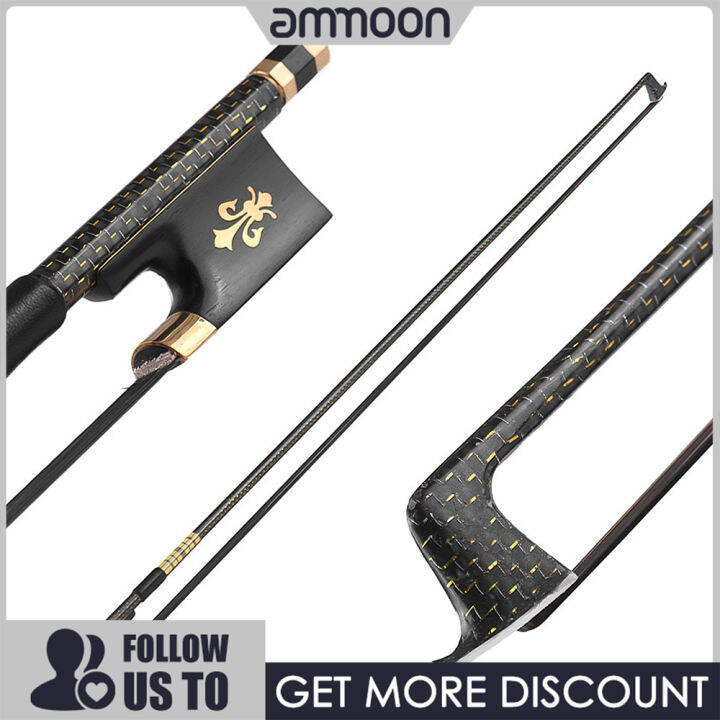 [ammoon]4/4 Violin Fiddle Bow Well Balanced Golden Braided Carbon Fiber ...