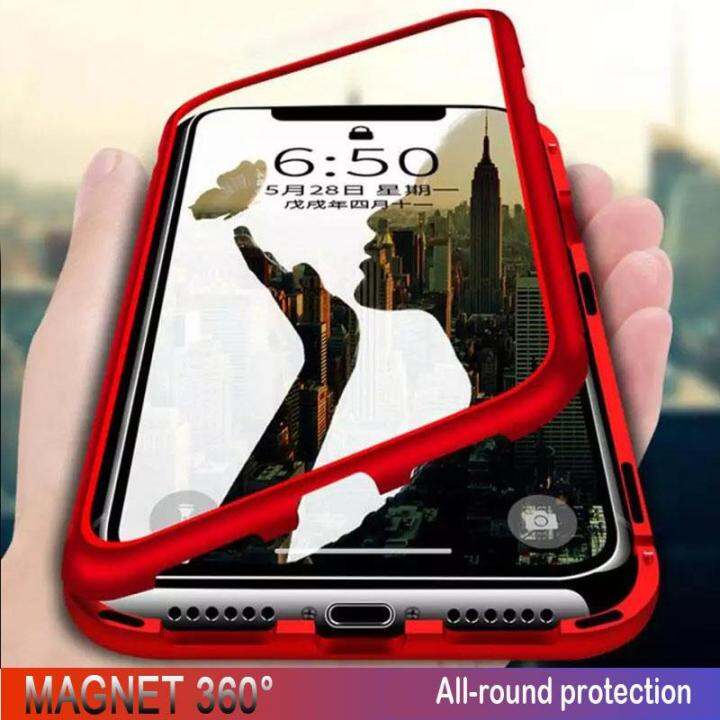 Magnetic Adsorption 360° Body Slim Fit Ultra-Thin Metal Bumpers Protective phone Case For Huawei ...
