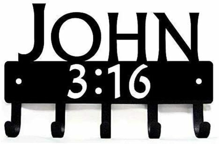 John Bible Reference Christian Key Rack/Key Holder Metal Wall Art ...