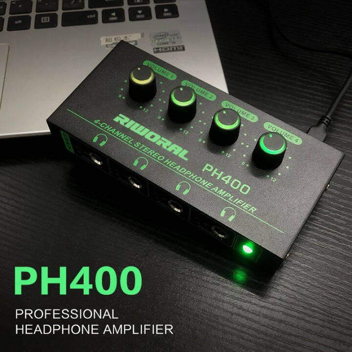 Headphone Amplifier 4 Channel Headphone Splitter Amplifier with 1/4" and 1/8" TRS Jack Input for ...