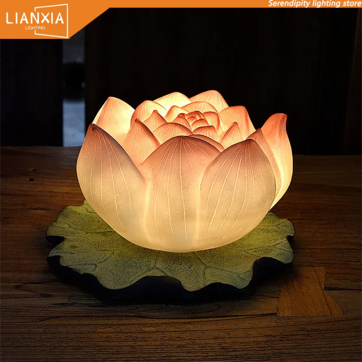 New Chinese Decorative Bedroom Lotus Table Lamp Classical Creative Warm ...