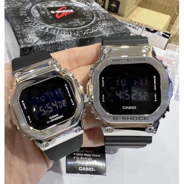 [G-SHOCK COUPLE SET] CASIO G-SHOCK SILVER METAL CASE COUPLE SET GM-5600 ...