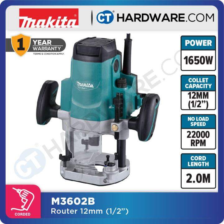MAKITA MT M3602B CORDED ROUTER 12MM (1/2") | 1650W | 22,000 RPM | Lazada