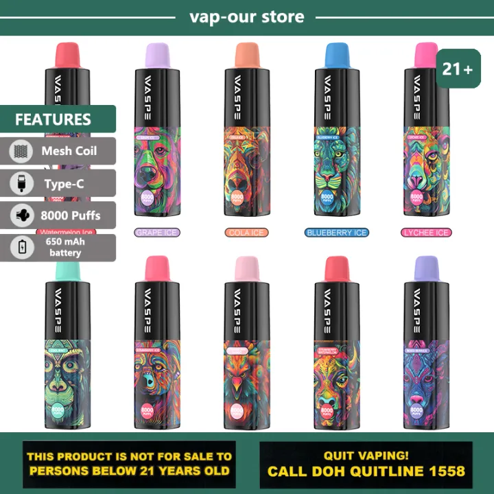 RECHARGEABLE 8000 Puffs disposable rechargeable 9K 3% NIC waspe 8000 ...