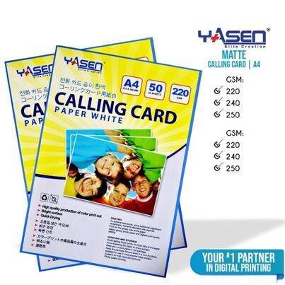 Yasen Calling Card Paper Matte A4 Size 220GSM / 250GSM (50 Sheets/Pack ...