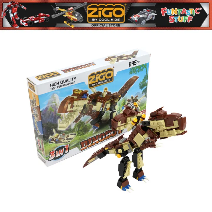 ZIGO Brown Dinobot Building Blocks, Toys for Kids, Dinosaur Blocks (249 ...