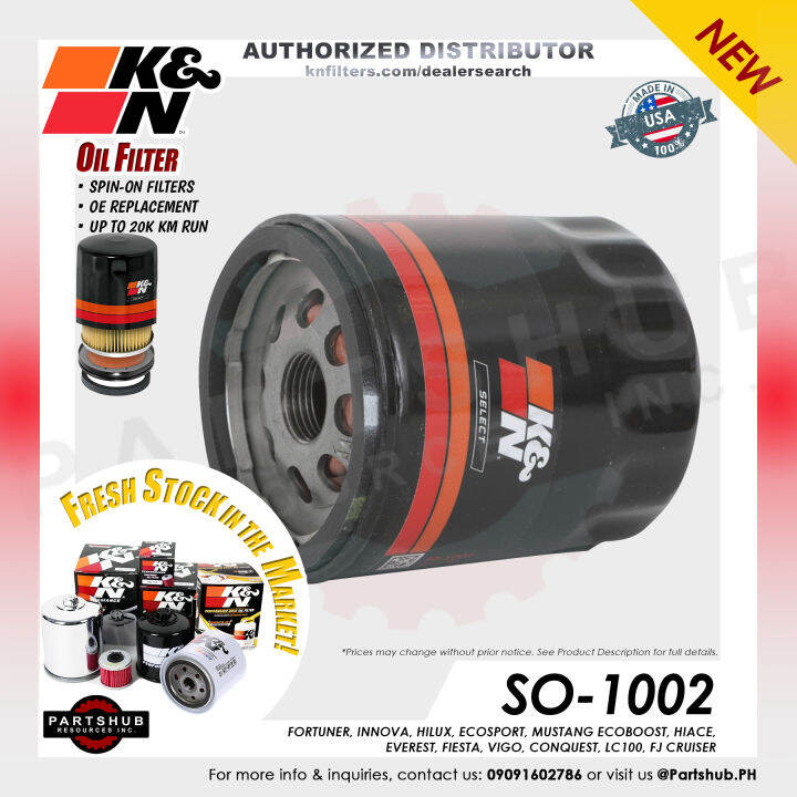 K&N OIL FILTER SO-1002 (FORTUNER,INNOVA,HILUX,ECOSPORT,MUSTANG ECOBOOST,HIACE,EVEREST,FIESTA ...