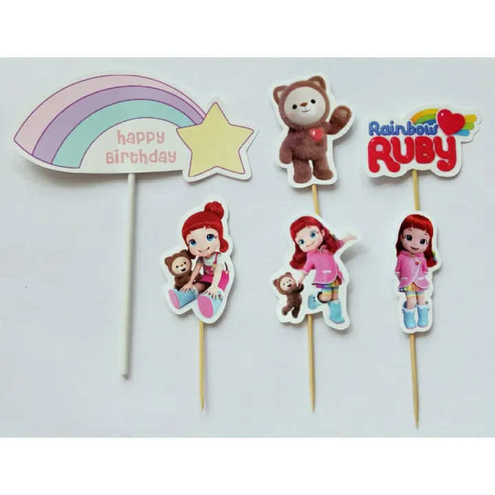 topper toper hiasan kue cake ulang tahun happy birthday karakter rainbow ruby rubi | Lazada ...