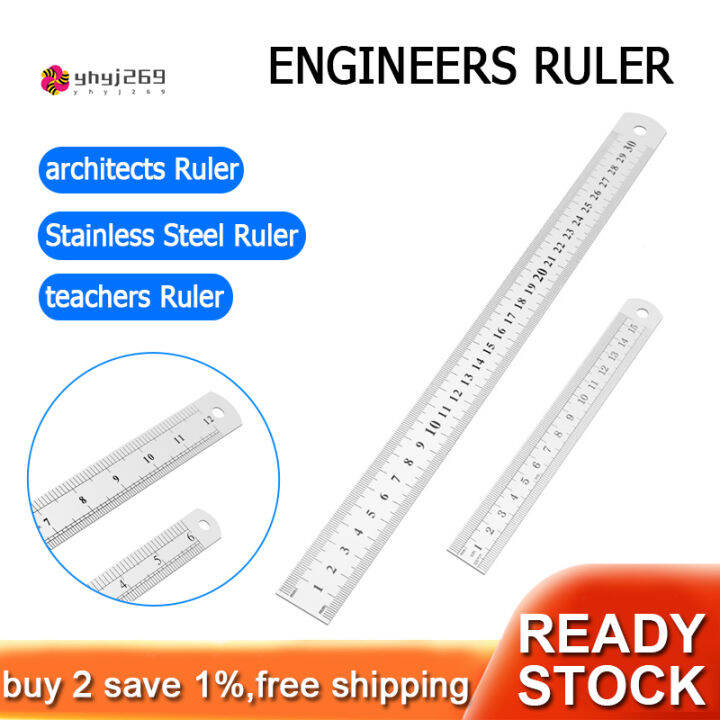 Stainless Steel Ruler 12 Inch + 6 Inch Metal Rulers steel ruler 12 ...