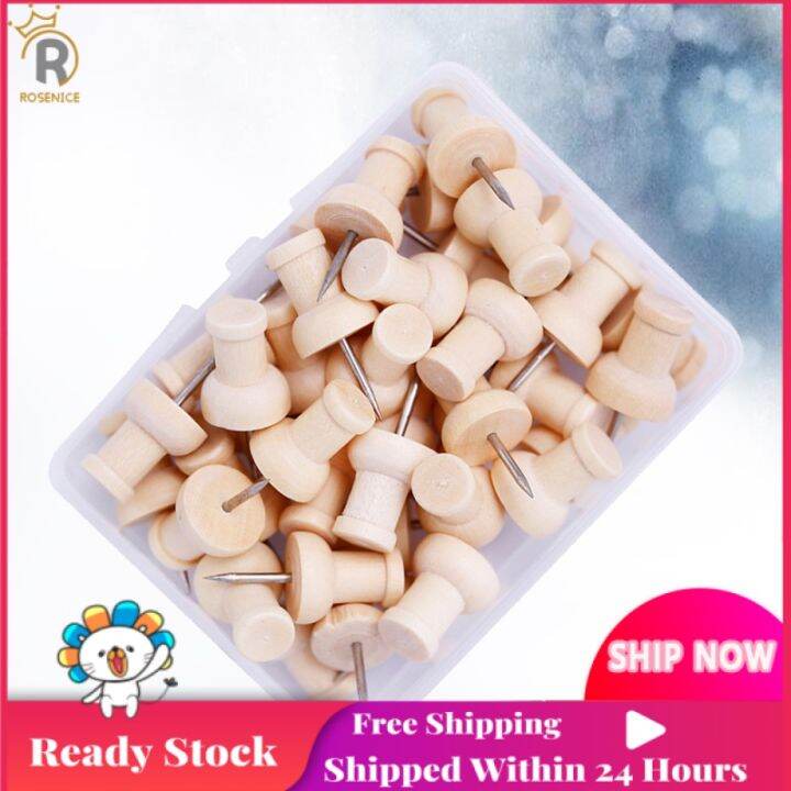 ROSENICE【HOT】 40 Pcs/Tin Thumb Tacks Wood Decor Push Cork Board ...
