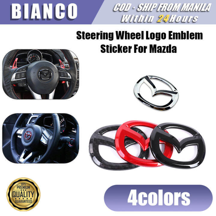 Car Steering Wheel Center Logo Sticker Stainless Steel Mazda Emblem ...